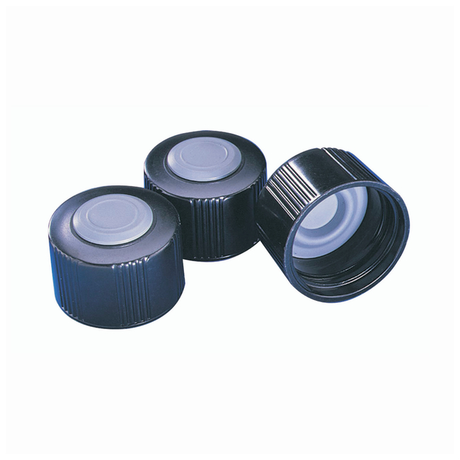 Wheaton™ Black Phenolic Open Top Cap with Gray Butyl Septa and Flange ...
