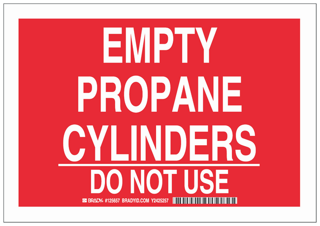 Polyester Adhesive Warning Sign: EMPTY PROPANE CYLINDERS DO NOT USE 10 ...